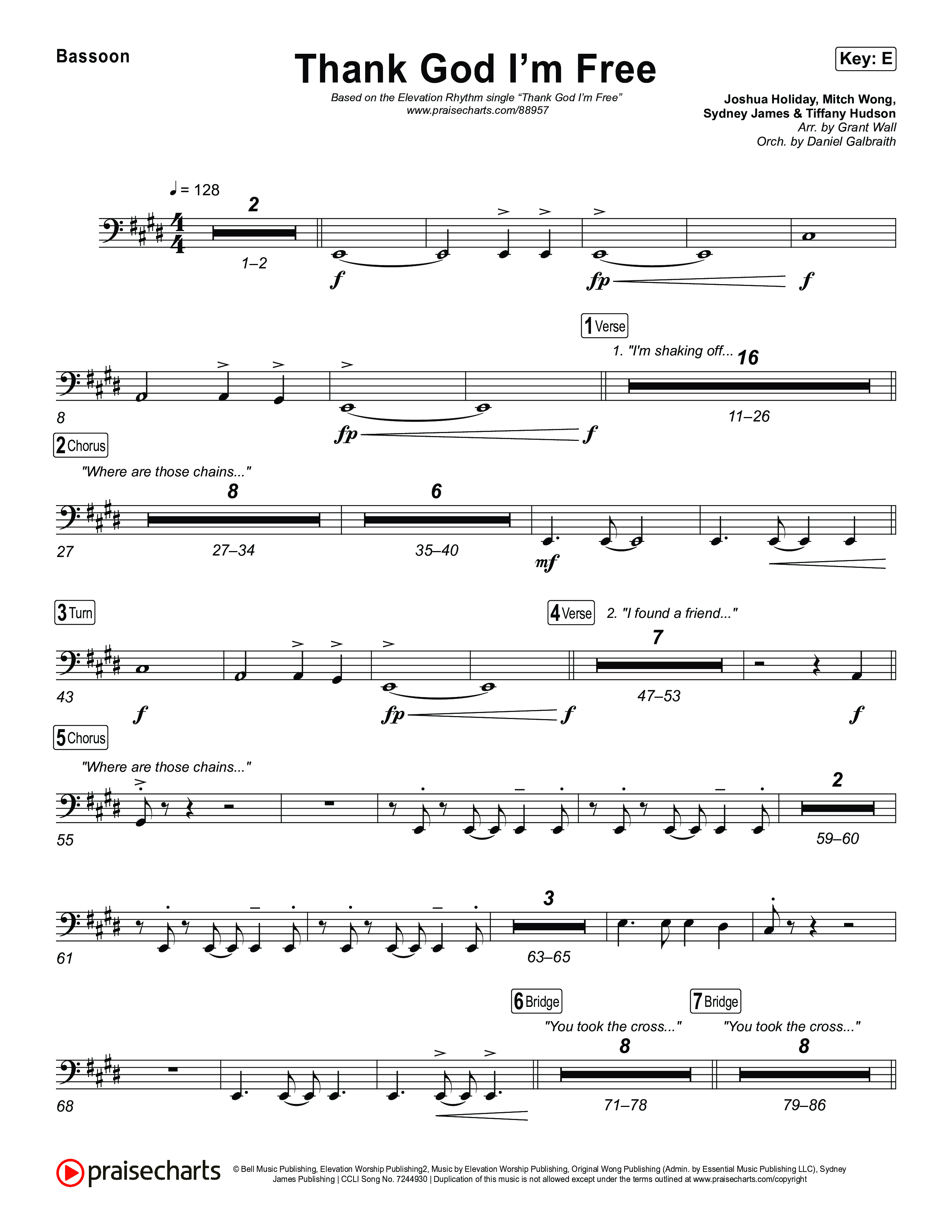 Thank God I'm Free Bassoon Sheet Music PDF (ELEVATION RHYTHM / Lizzie ...