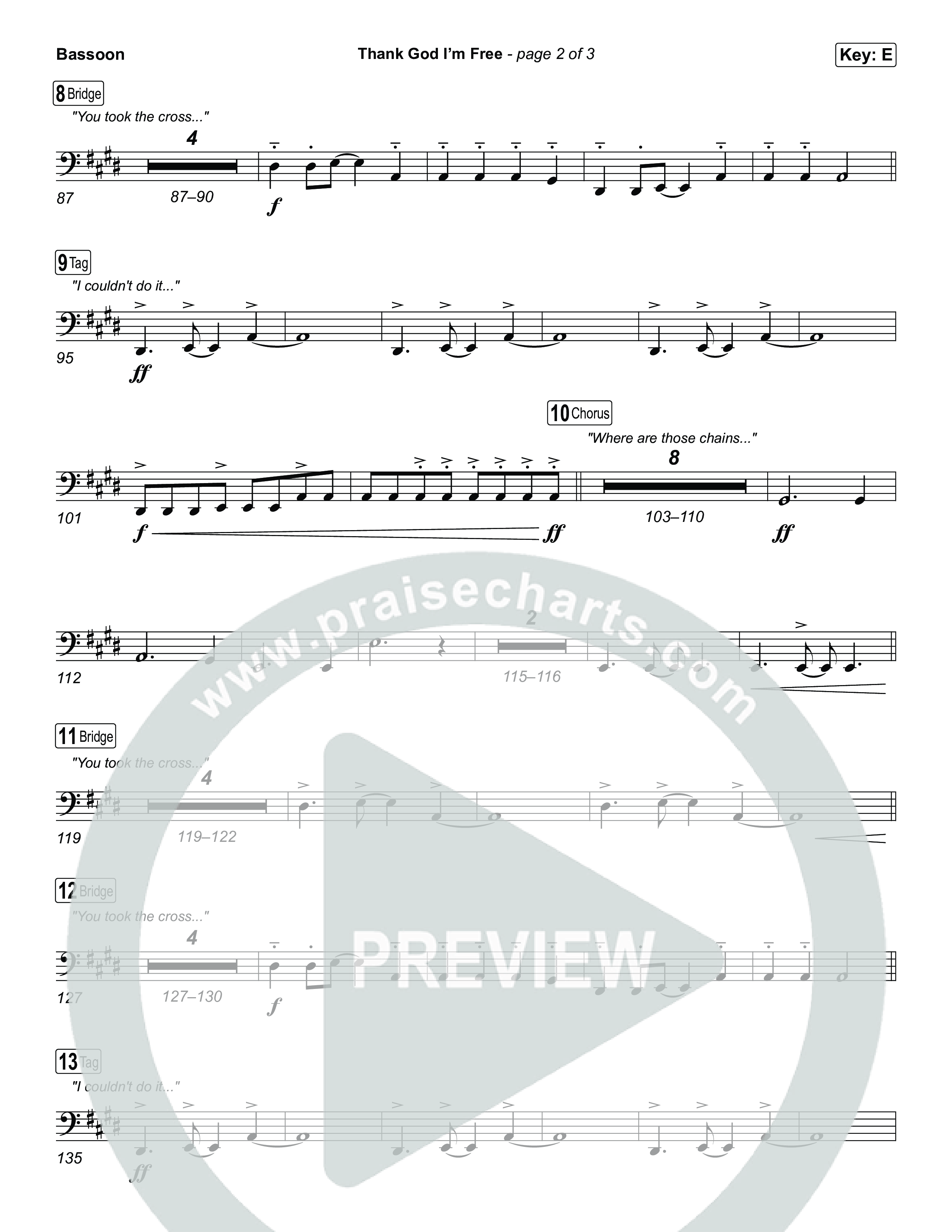 Thank God I'm Free Bassoon Sheet Music PDF (ELEVATION RHYTHM / Lizzie ...