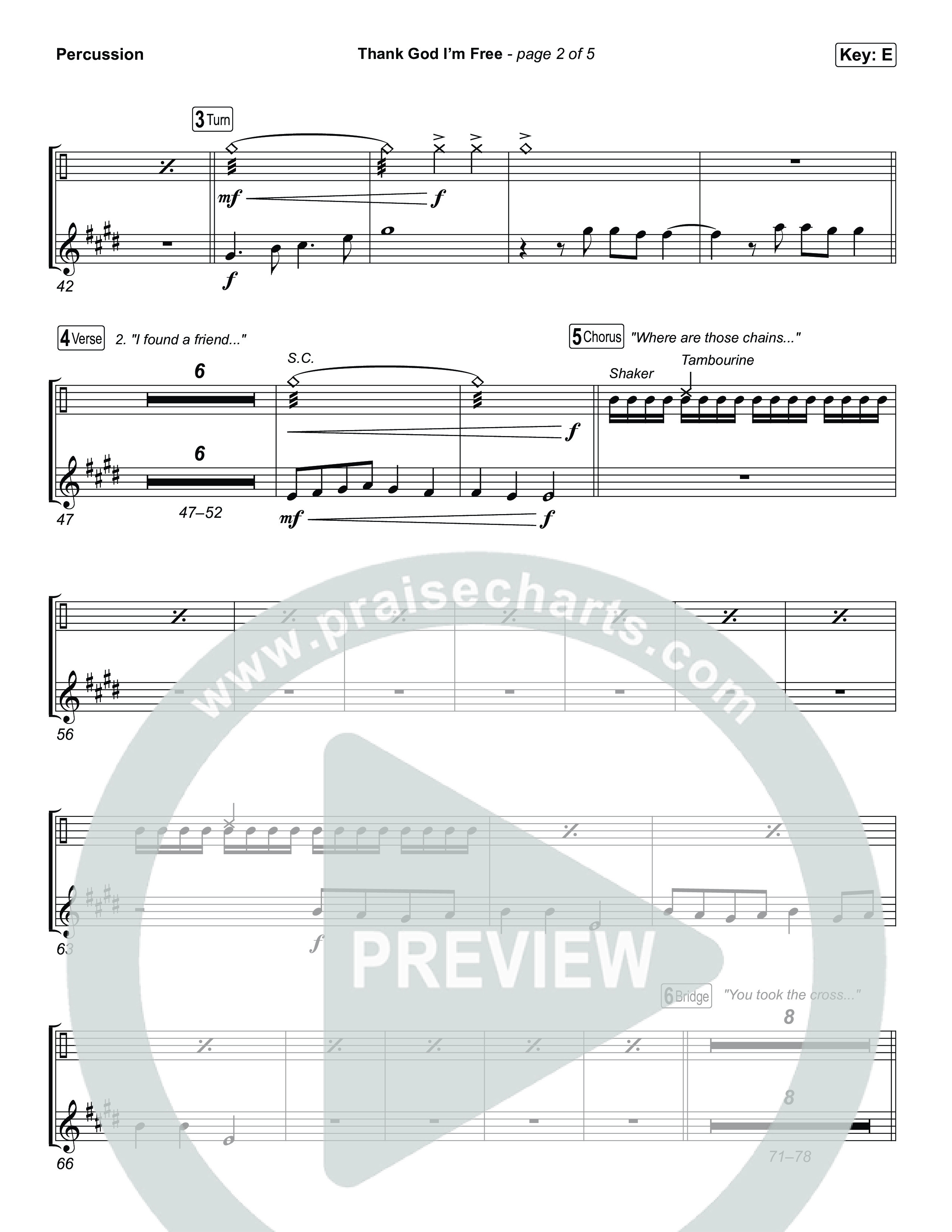 Thank God I'm Free Percussion Sheet Music PDF (ELEVATION RHYTHM ...