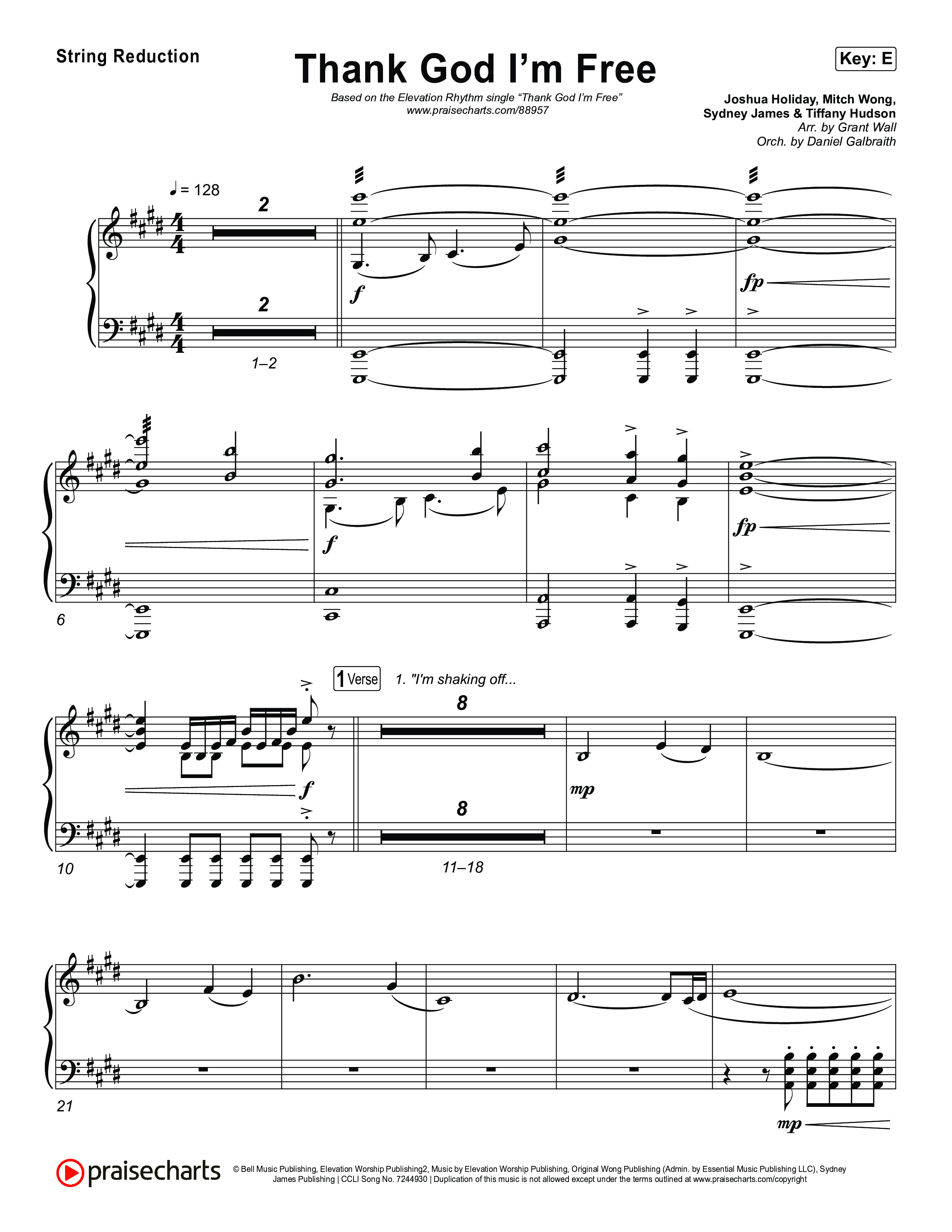 Thank God I'm Free String Reduction Sheet Music PDF (ELEVATION RHYTHM ...