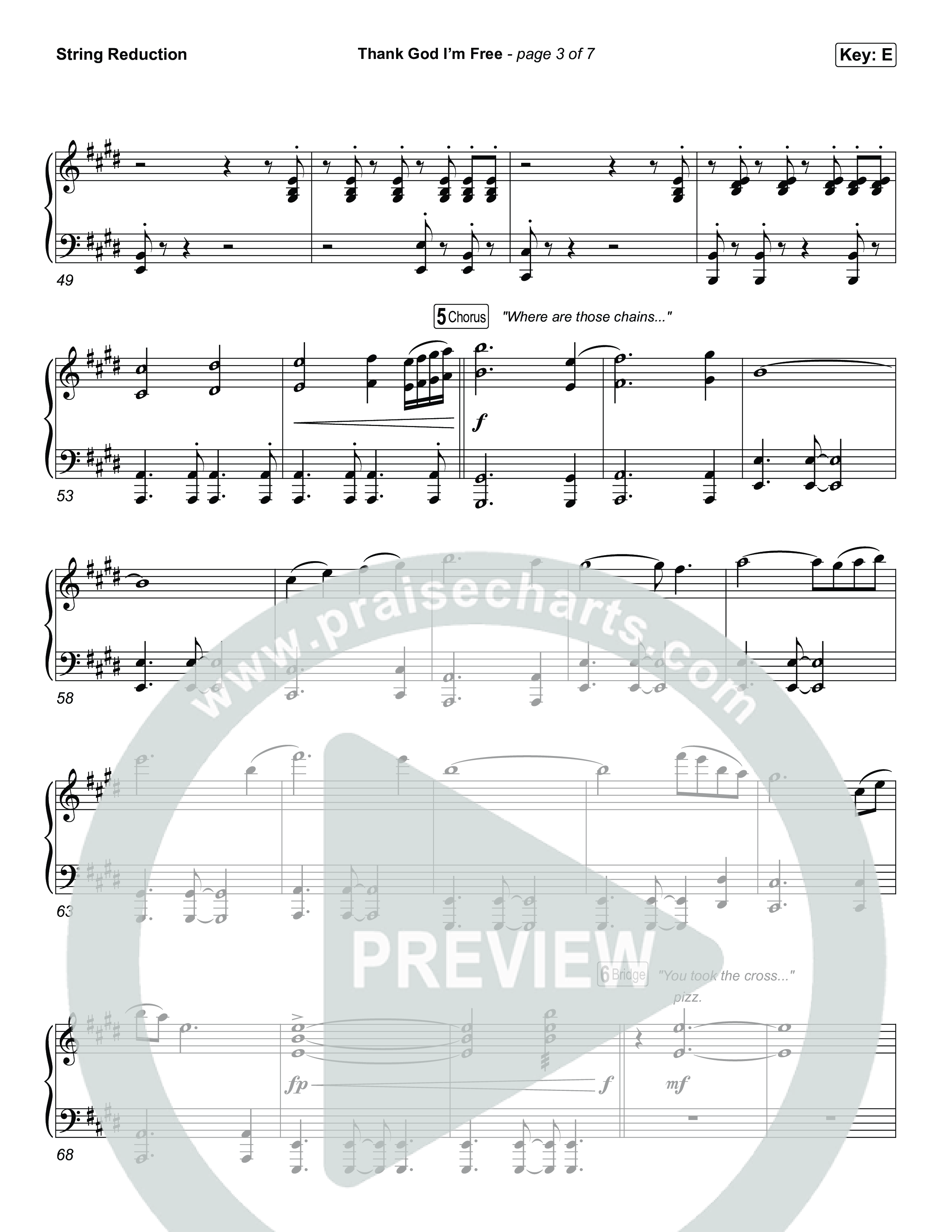 Thank God I'm Free String Reduction Sheet Music PDF (ELEVATION RHYTHM ...