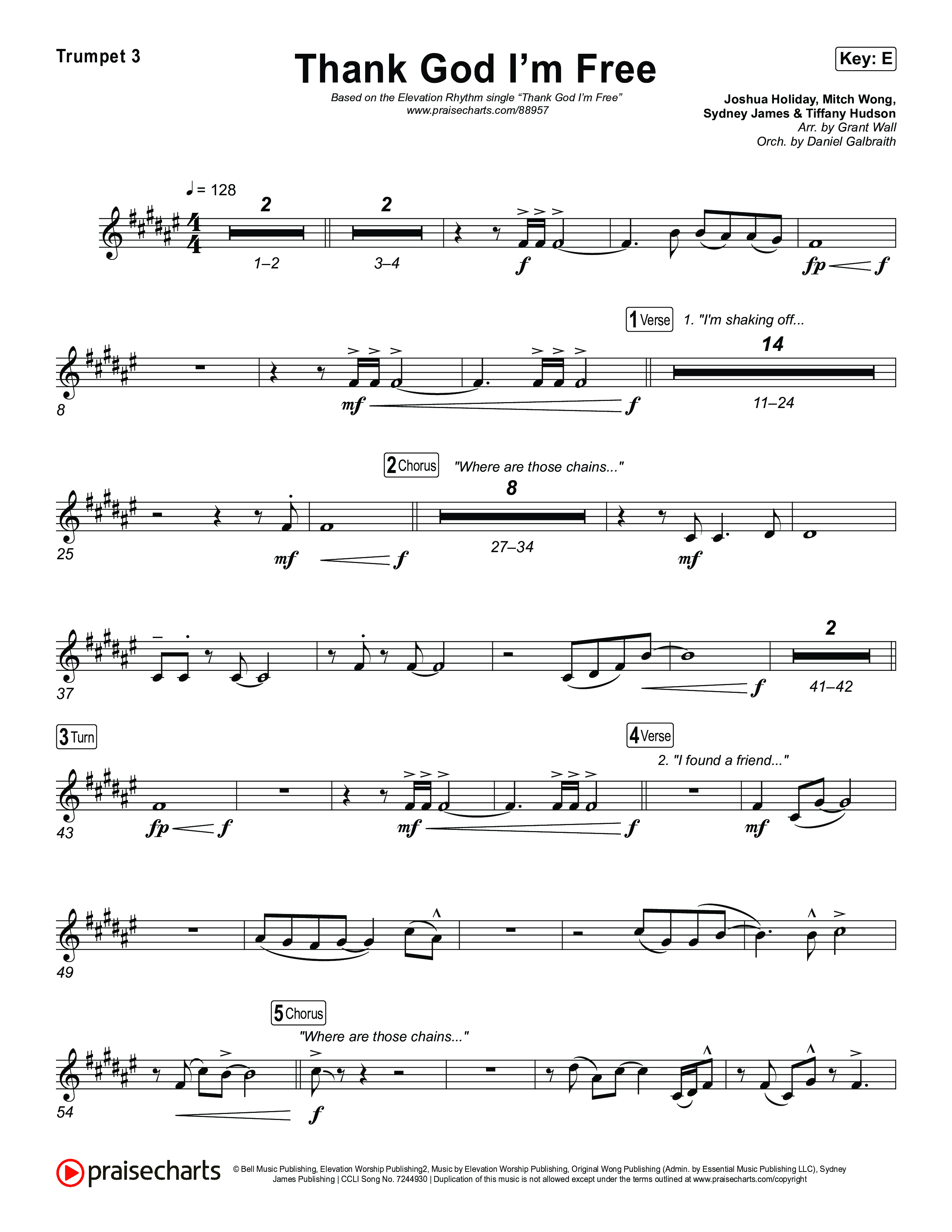 Thank God I'm Free Trumpet Sheet Music PDF (ELEVATION RHYTHM / Lizzie ...