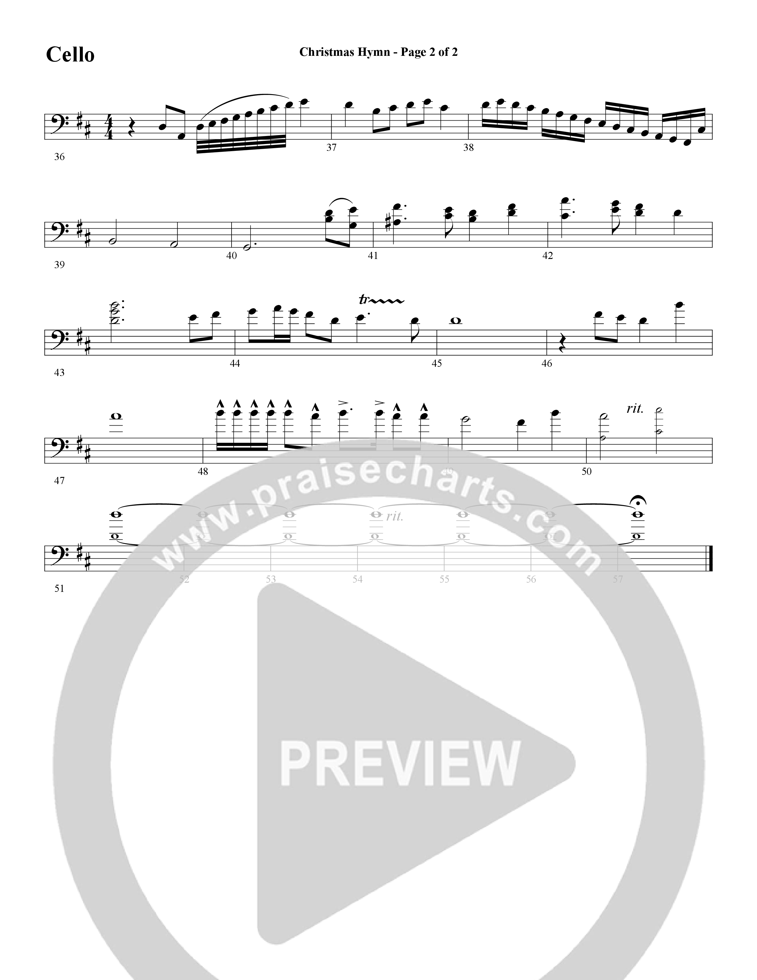 Christmas Hymn (Instrumental) Cello Sheet Music PDF (Word Music / Arr ...