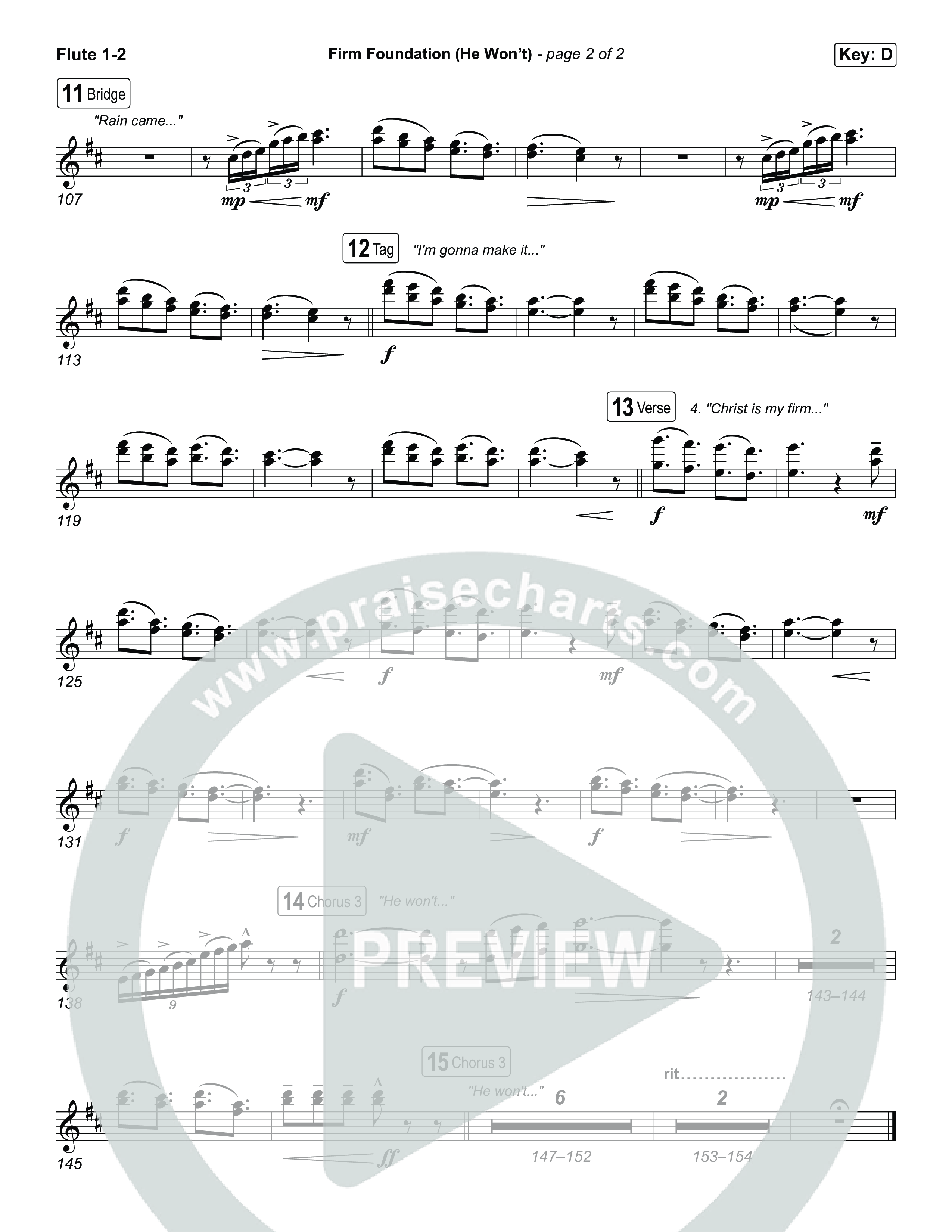 Firm Foundation (He Won't) (Choral/SATB) Flute Sheet Music PDF (Brooke Voland / Travis Cottrell ...