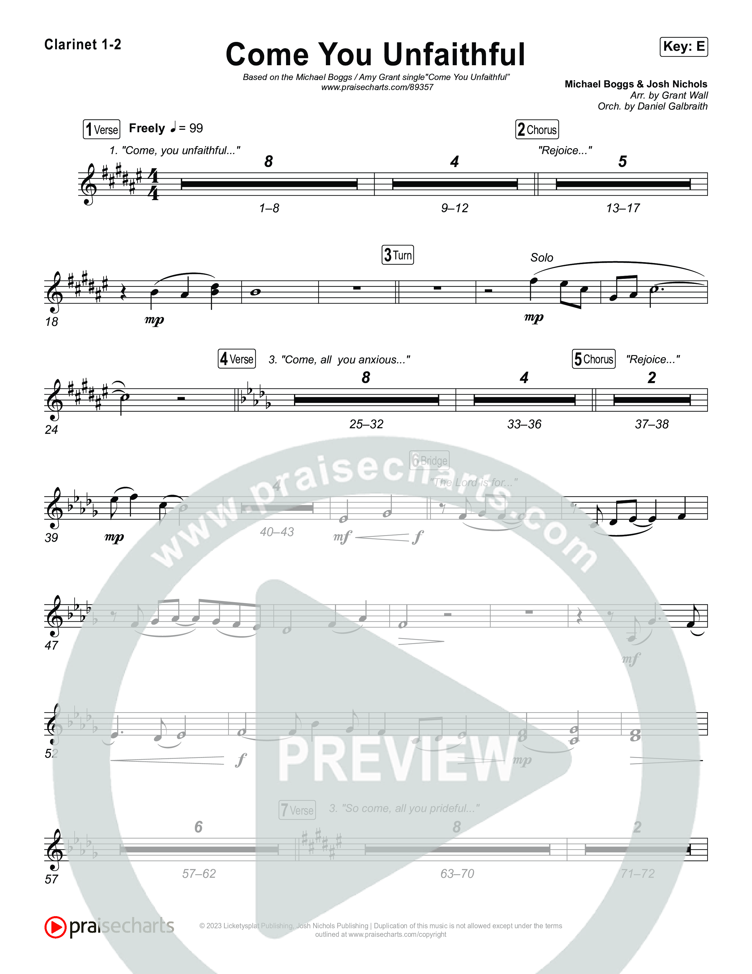 Come You Unfaithful Clarinet Sheet Music PDF (Michael Boggs / Amy Grant ...
