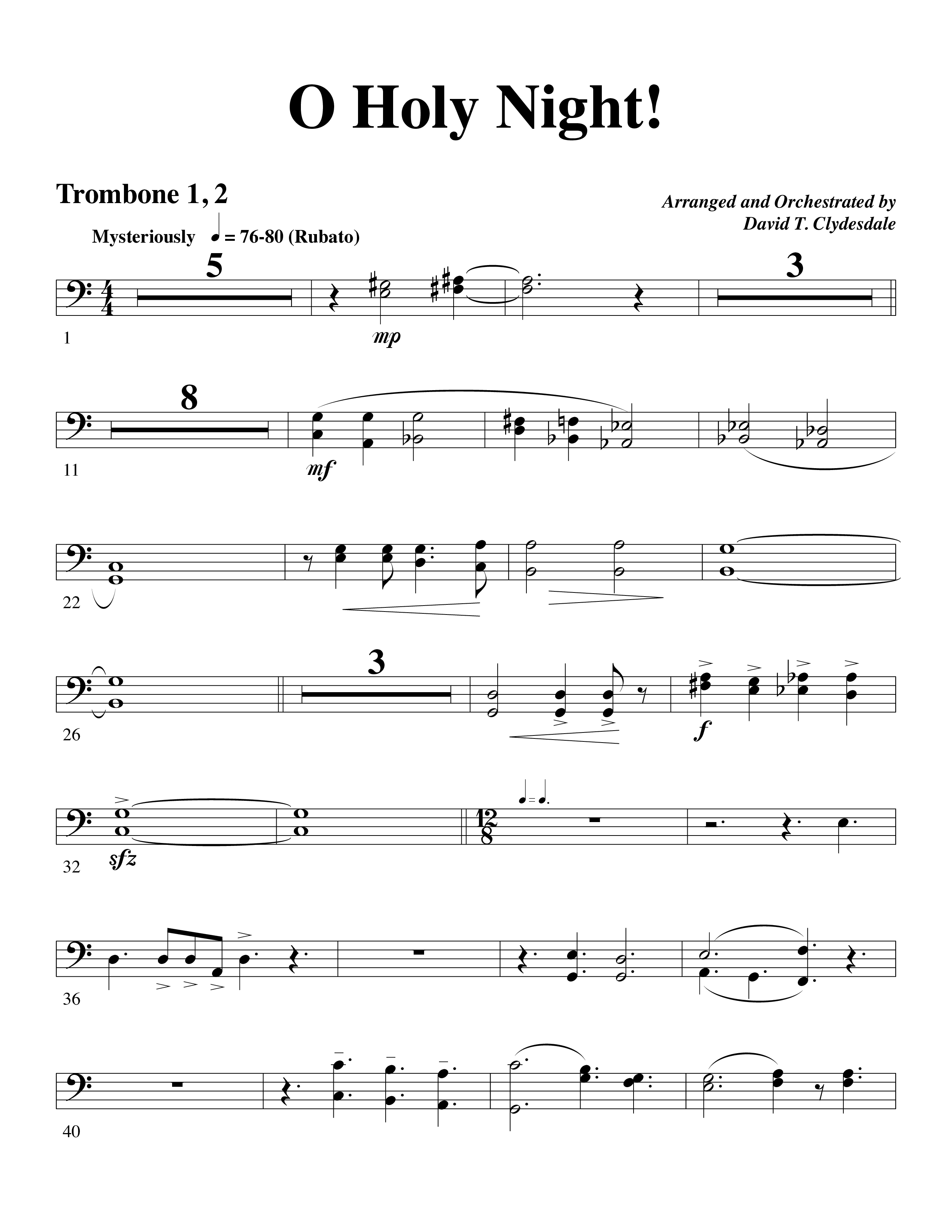 O Holy Night (Choral Anthem SATB) Trombone Sheet Music PDF (Word Music ...