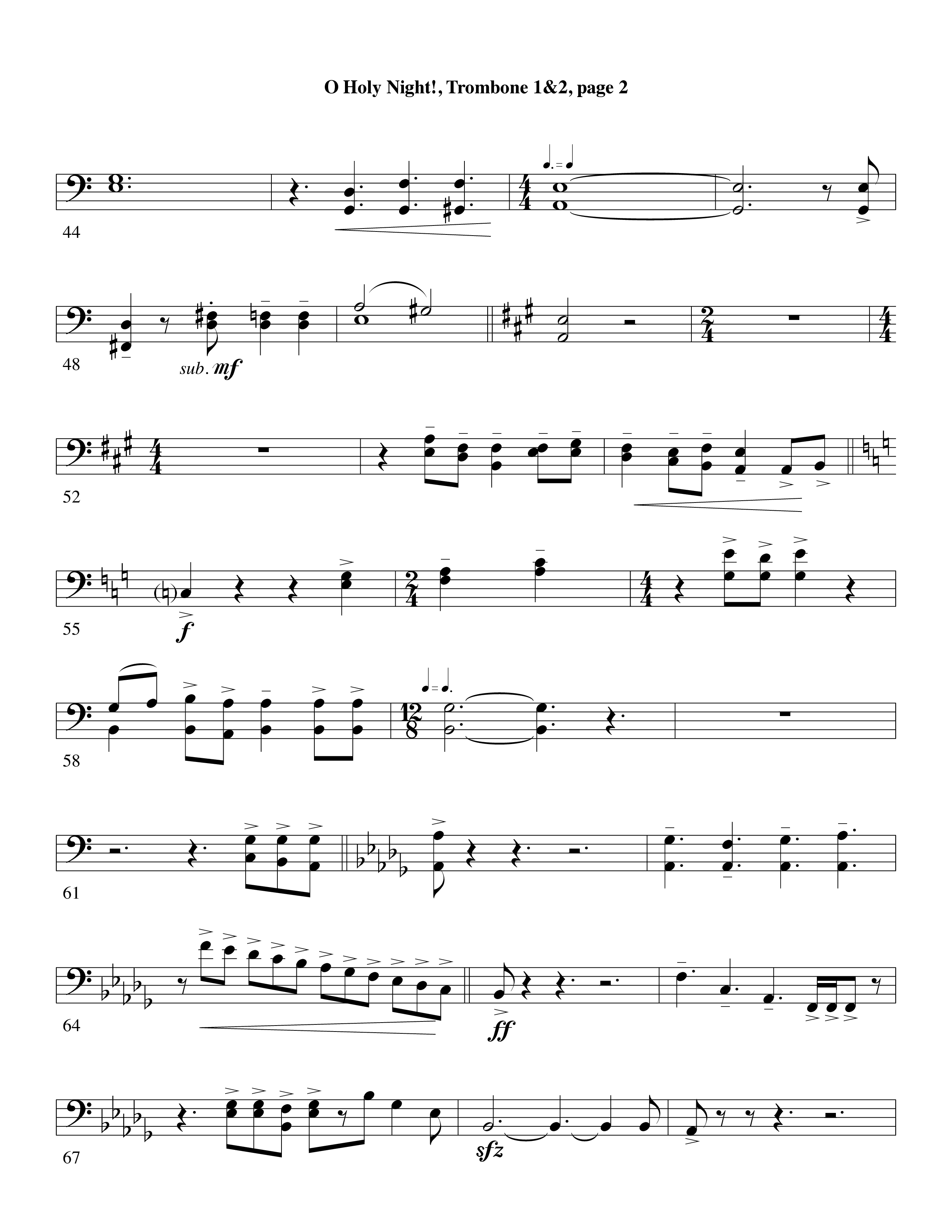 O Holy Night (Choral Anthem SATB) Trombone Sheet Music PDF (Word Music ...