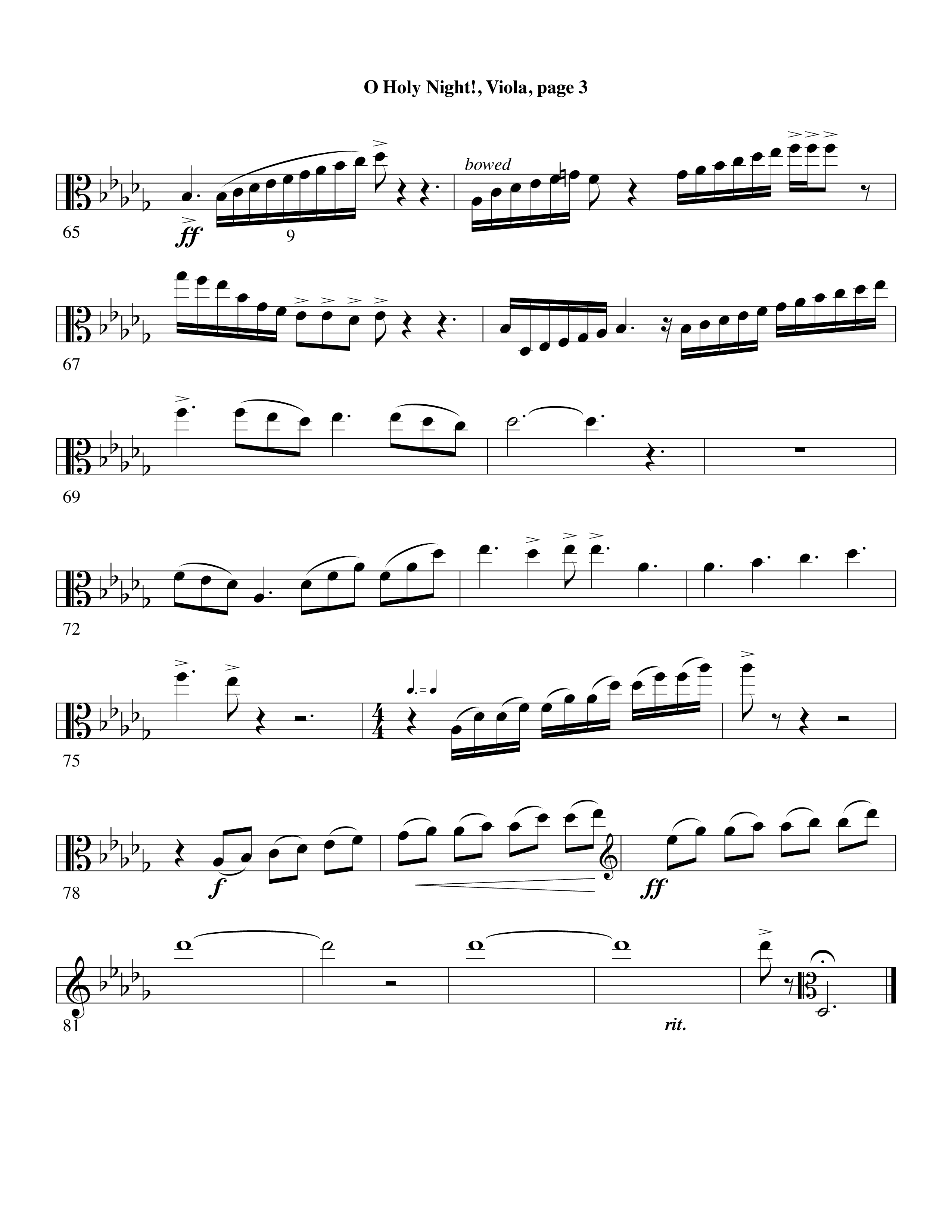 O Holy Night (Choral Anthem SATB) Viola Sheet Music PDF (Word Music ...