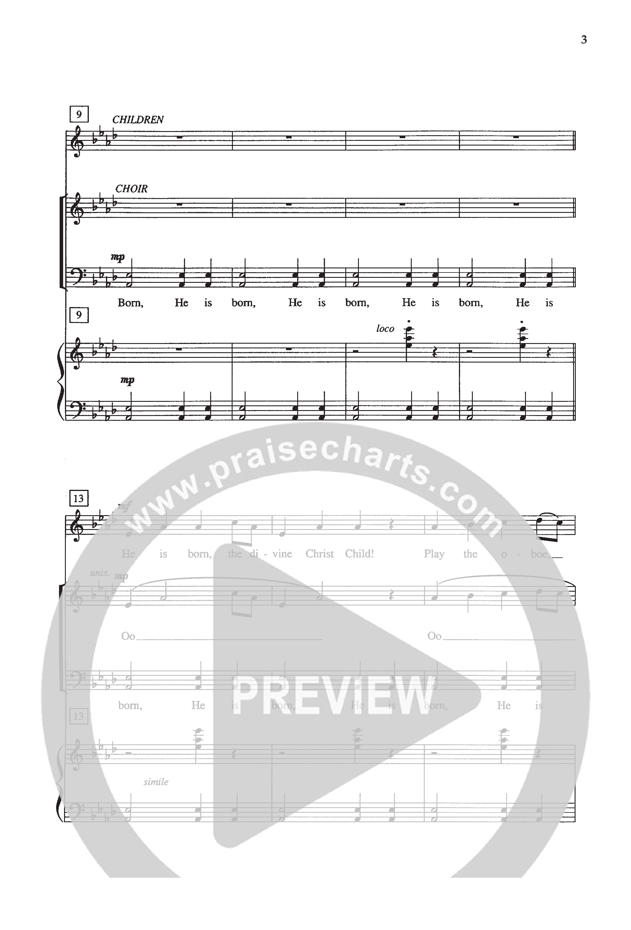 He Is Born The Divine Christ Child (Choral Anthem SATB) Sheet Music PDF ...