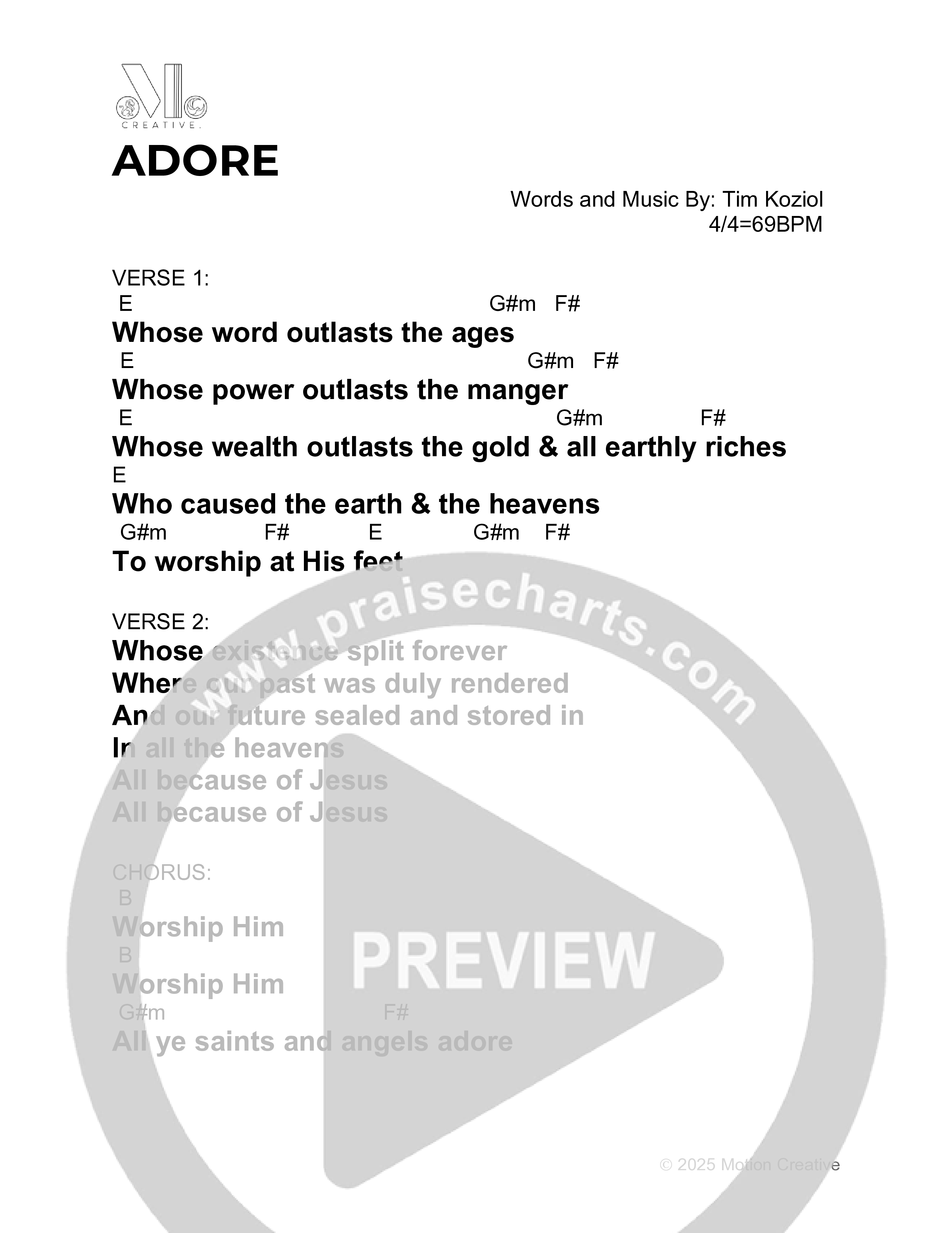 Adore Chords PDF (Motion Creative) - PraiseCharts