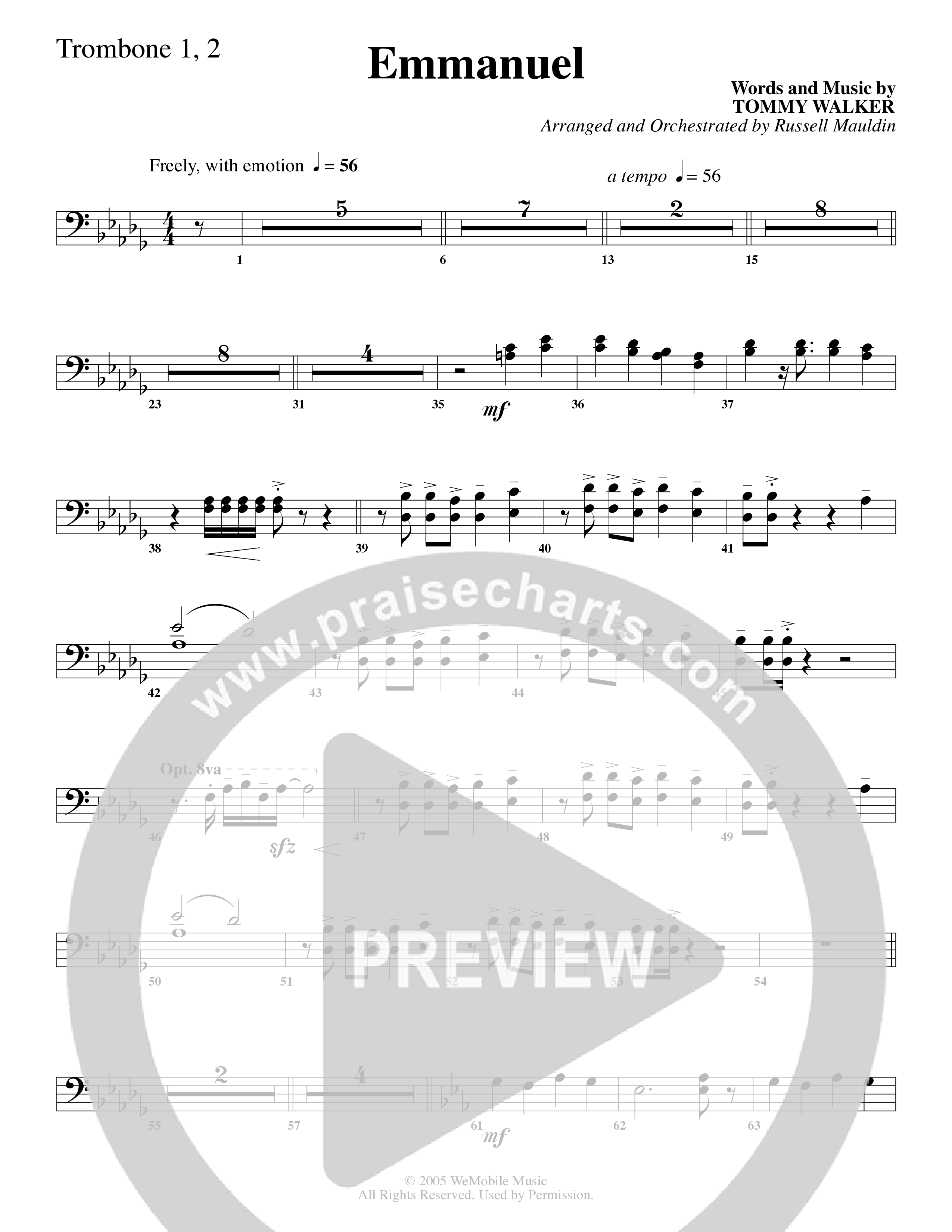 Emmanuel (Choral Anthem SATB) Trombone Sheet Music PDF (Word Music Choral / Arr. Russell Mauldin ...