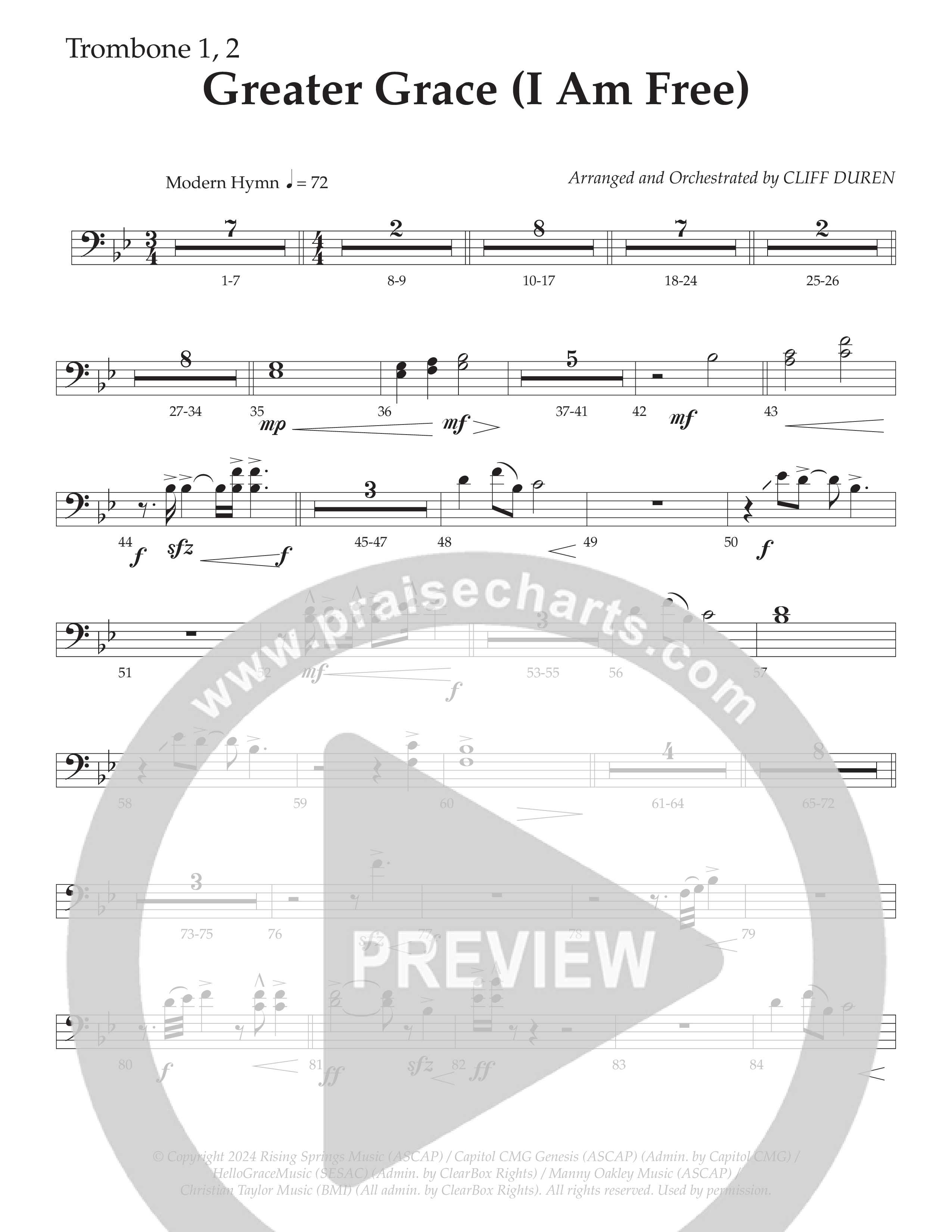 Greater Grace (I'm Free) (Choral Anthem SATB) Trombone Sheet Music PDF ...