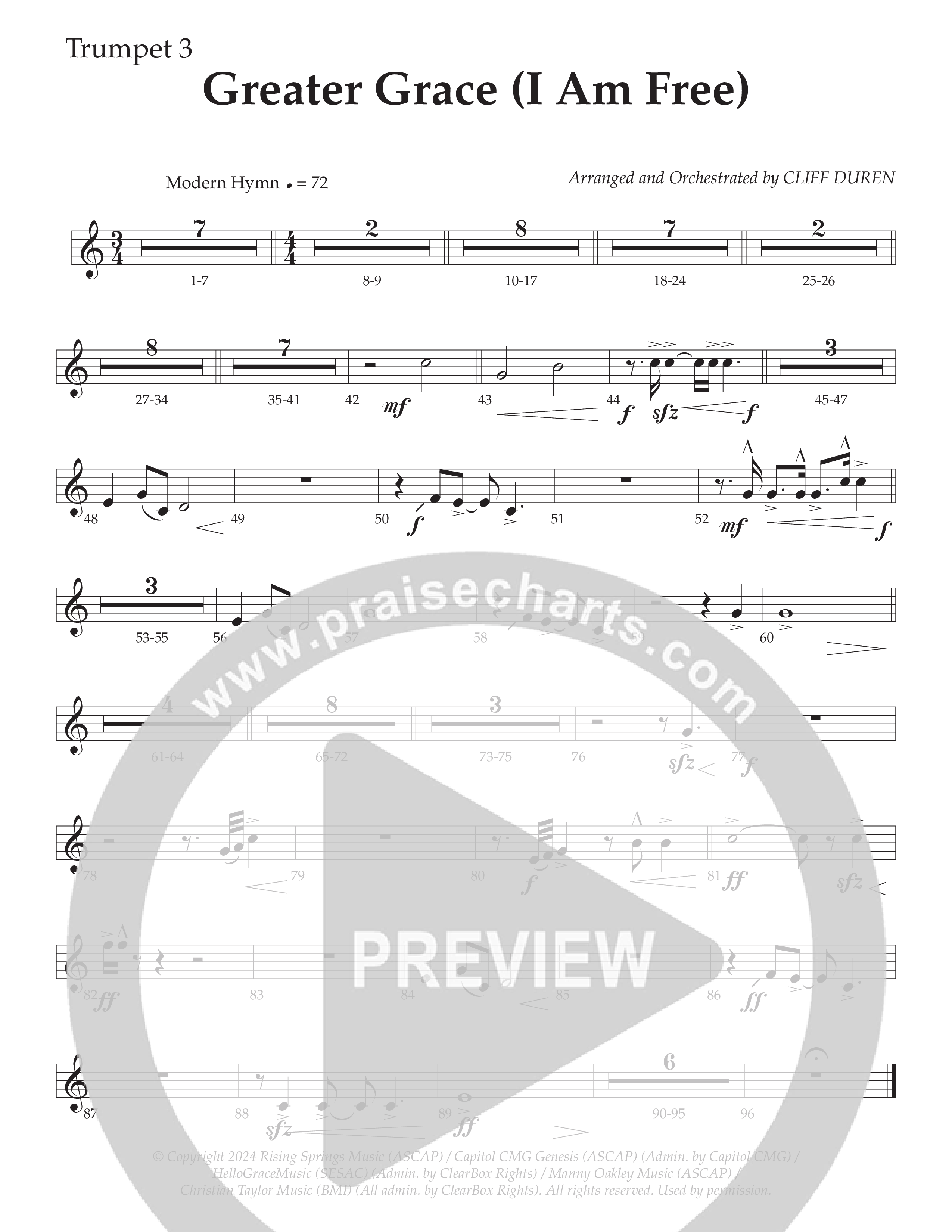 Greater Grace (I'm Free) (Choral Anthem SATB) Trumpet Sheet Music PDF ...