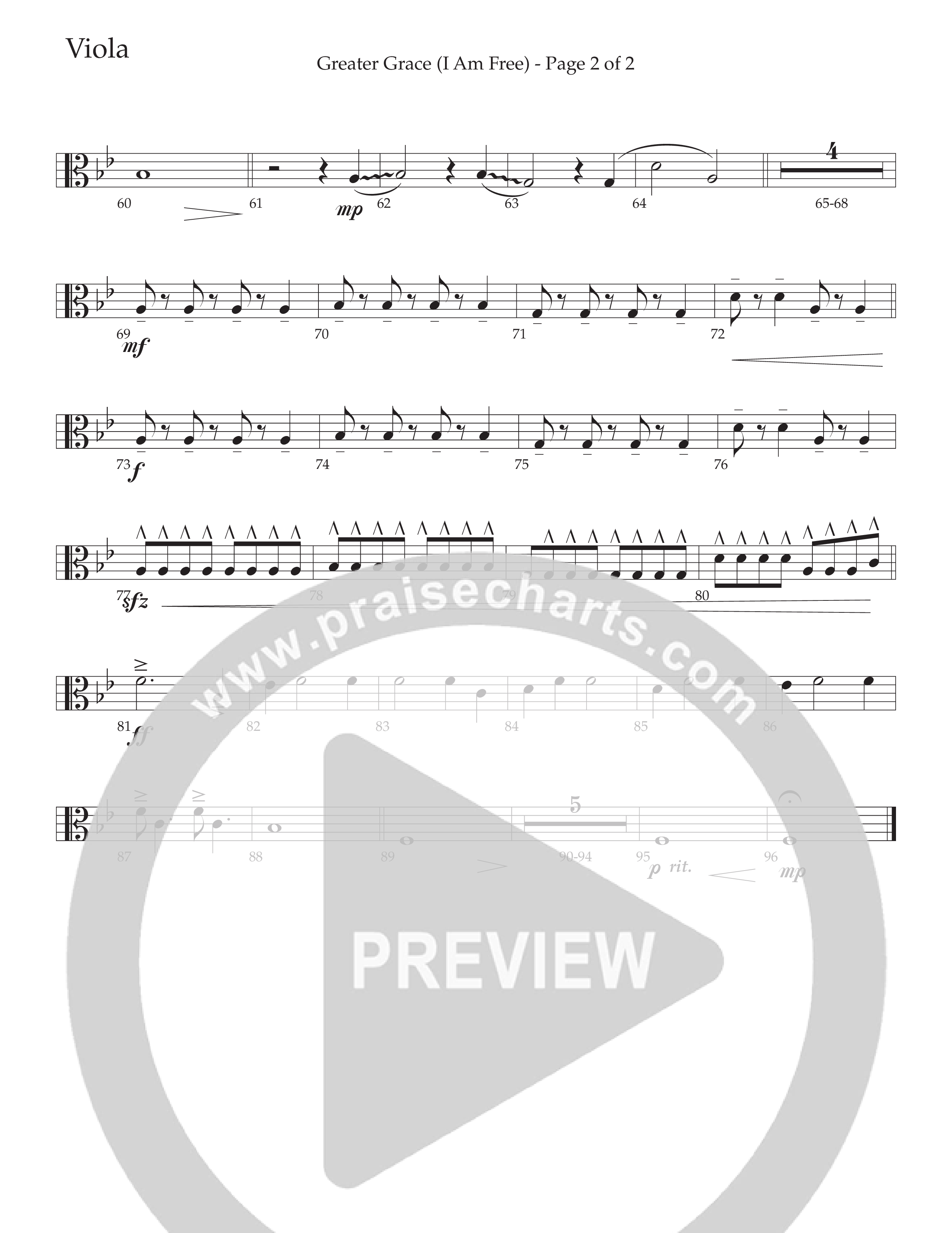 Greater Grace (I'm Free) (Choral Anthem SATB) Viola Sheet Music PDF ...