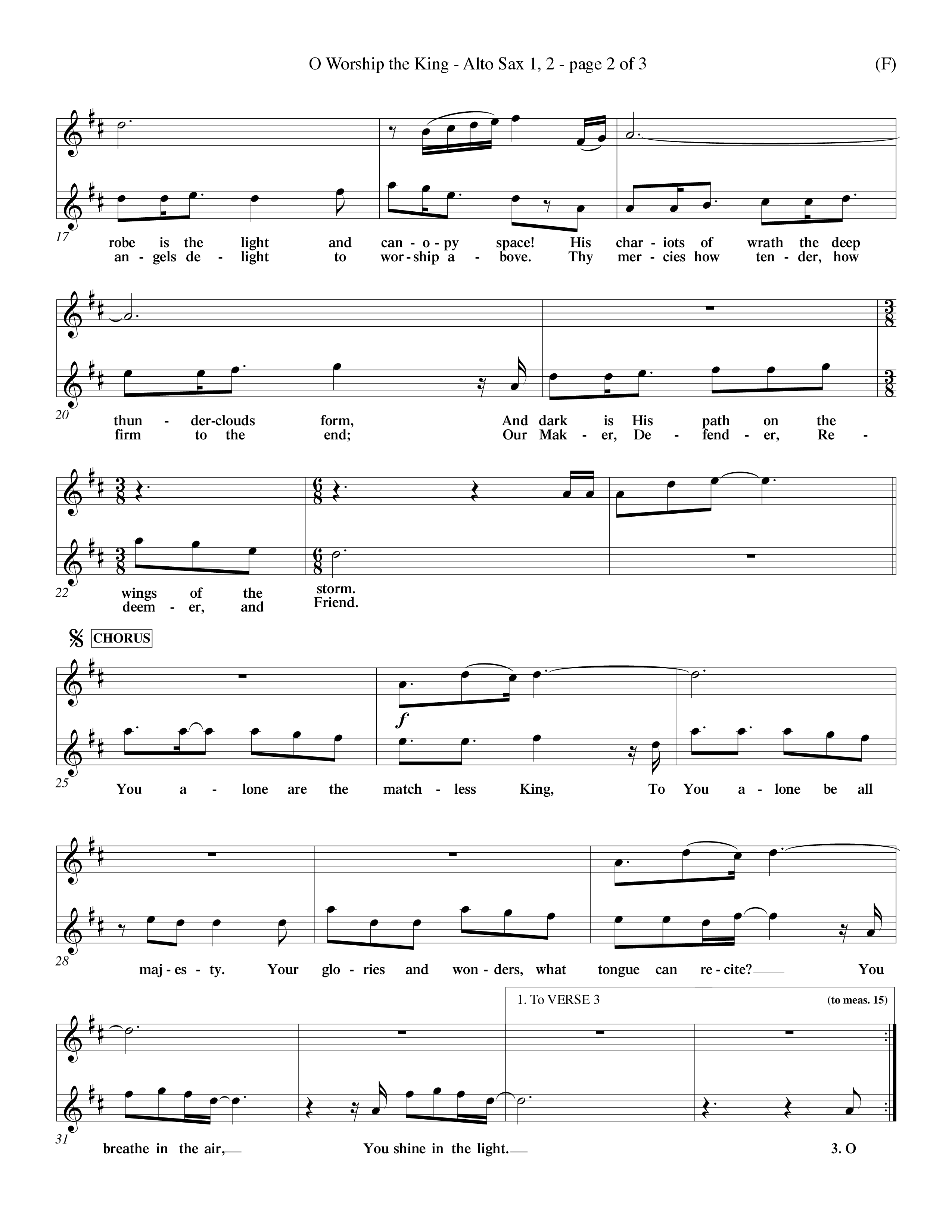O Worship The King (Choral Anthem SATB) Alto Sax Sheet Music PDF (Word ...