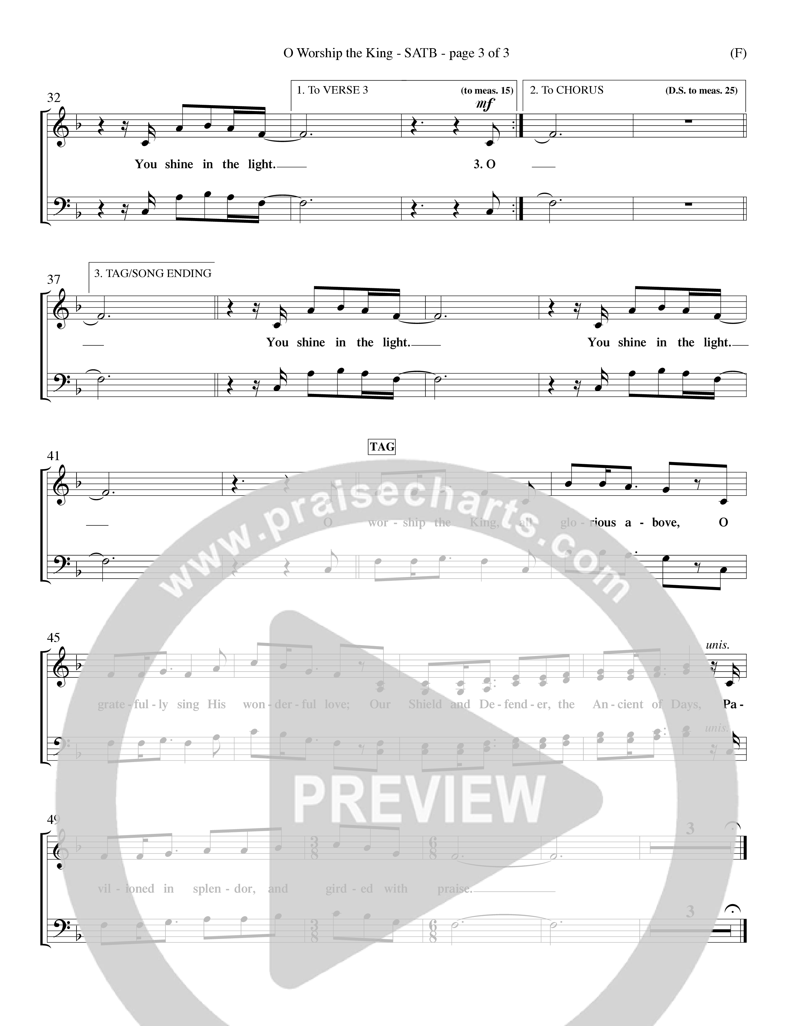 O Worship The King (Choral Anthem SATB) Sheet Music PDF (Word Music ...