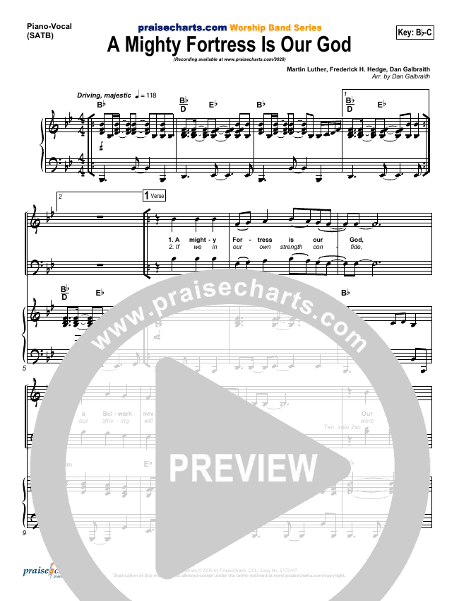 A Mighty Fortress Is Our God Sheet Music PDF (PraiseCharts Band ...