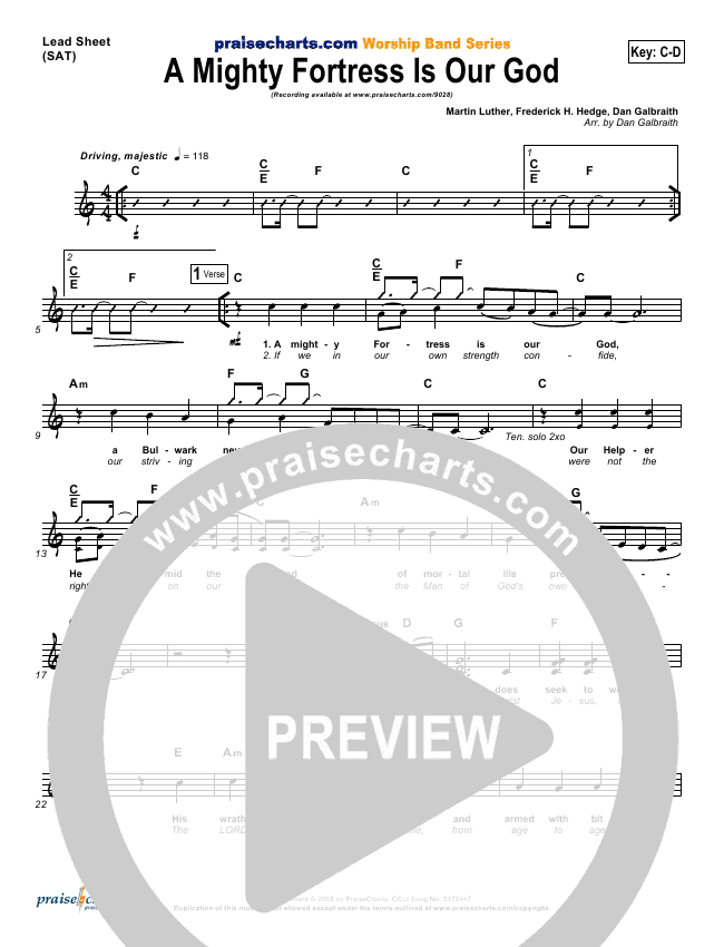 A Mighty Fortress Is Our God Sheet Music (PraiseCharts Band) - PraiseCharts