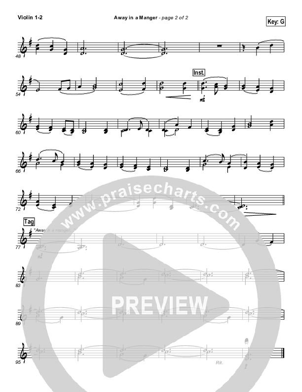 Away In A Manger Violin Sheet Music PDF (Casting Crowns) - PraiseCharts