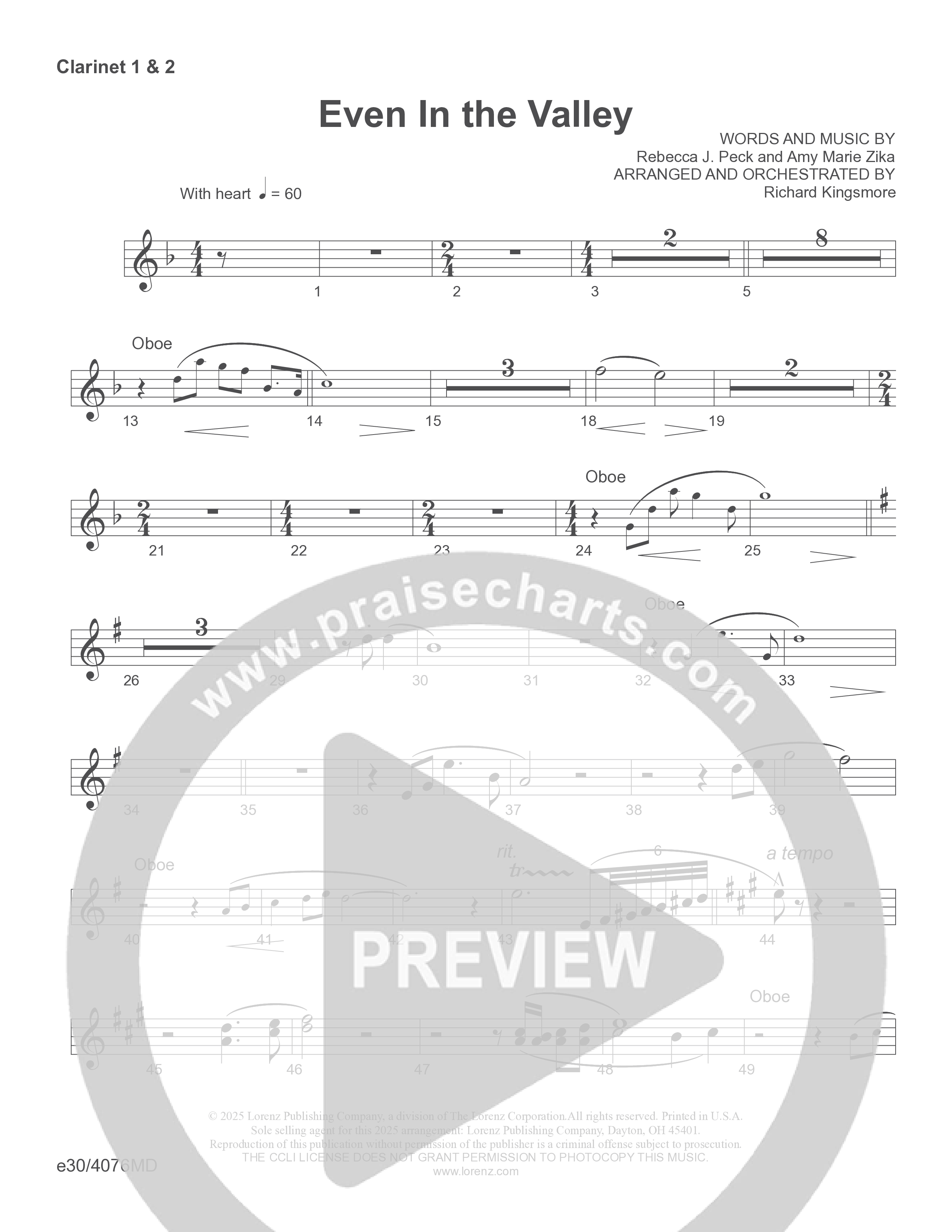 Even In The Valley (Choral Anthem SATB) Clarinet Sheet Music PDF (Word ...