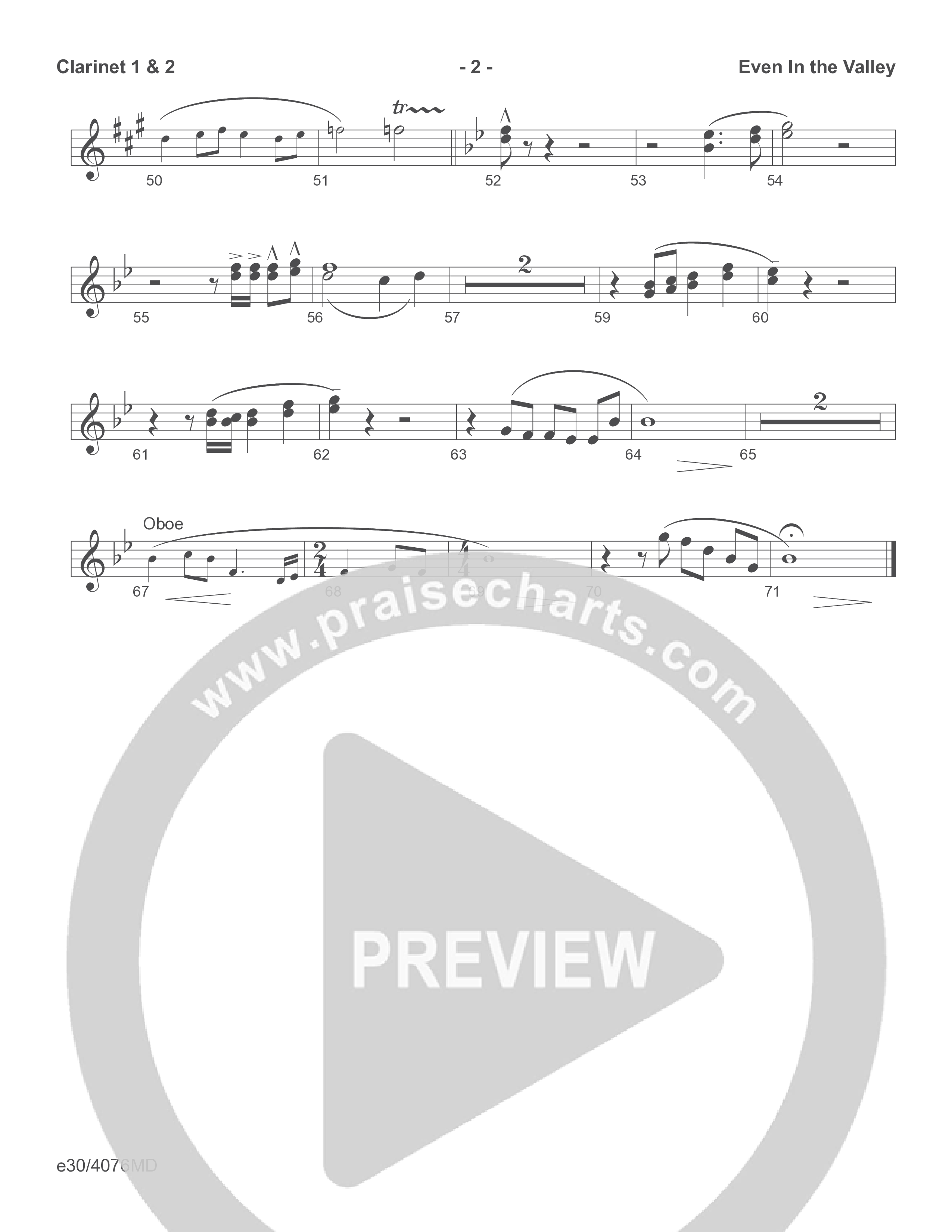 Even In The Valley (Choral Anthem SATB) Clarinet Sheet Music PDF (Word ...