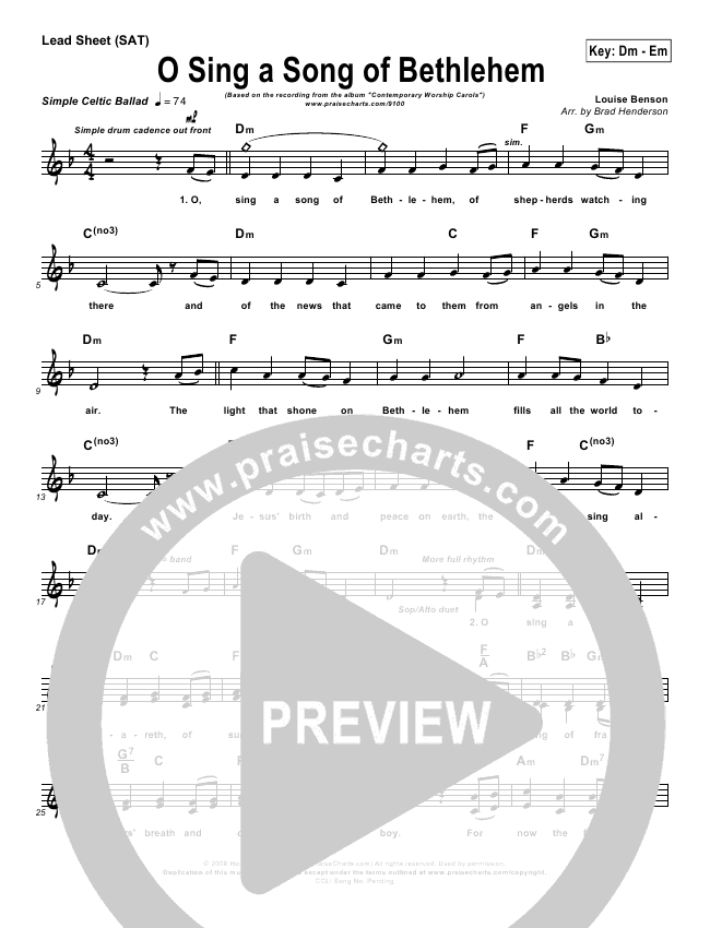 O Sing A Song Of Bethlehem Sheet Music PDF () - PraiseCharts
