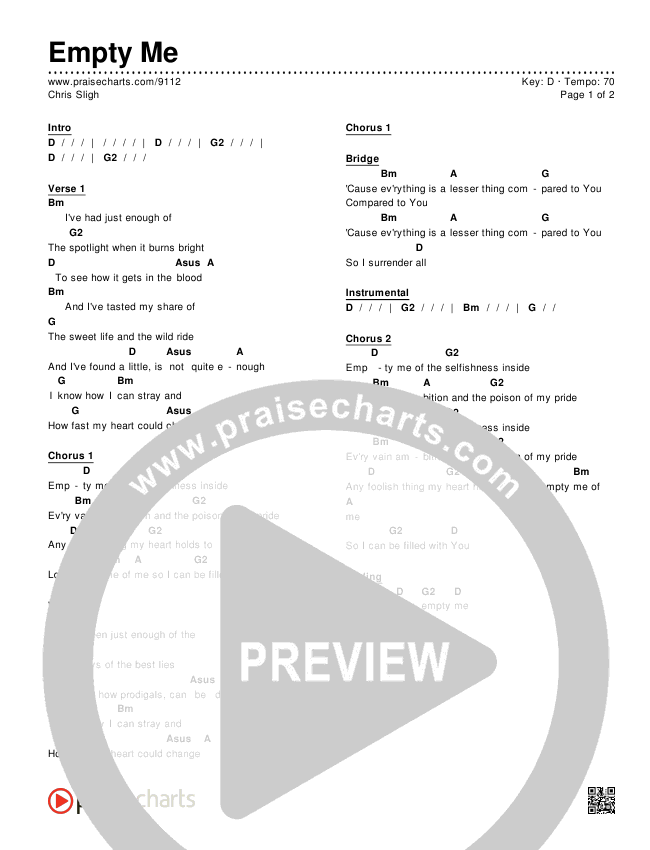 Empty Me Chords (Chris Sligh) - PraiseCharts