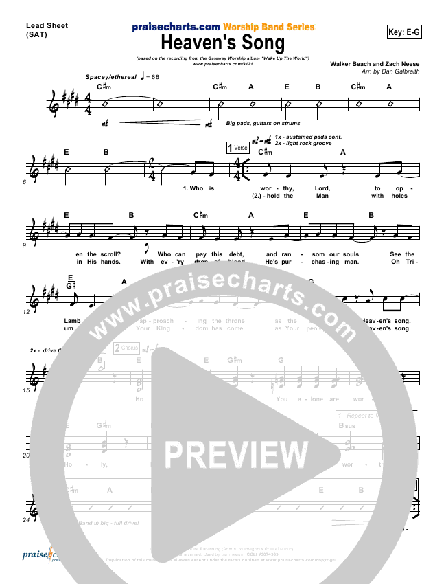 Heaven's Song Sheet Music (Gateway Worship) - PraiseCharts