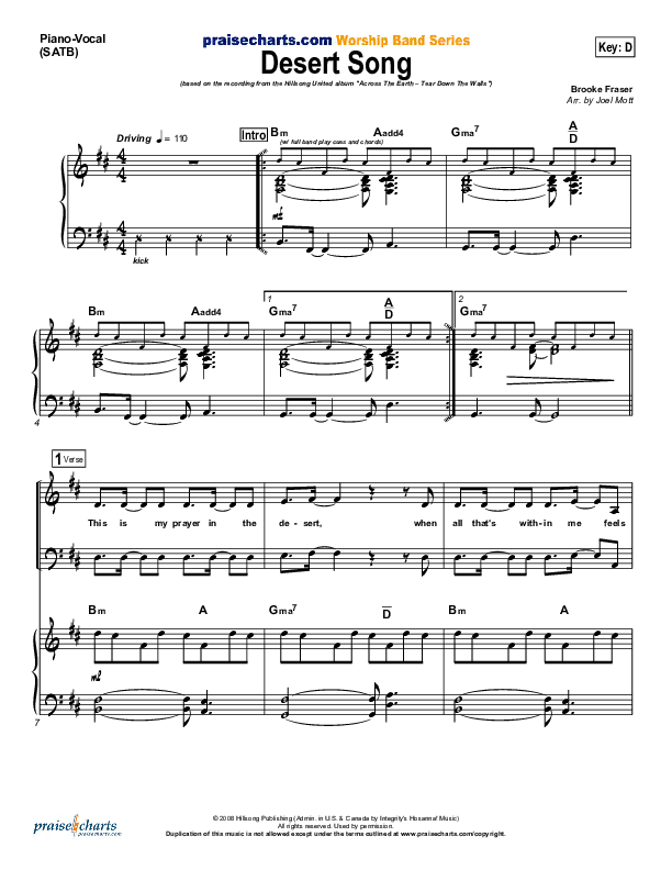 Desert Song Sheet Music PDF (Hillsong UNITED) - PraiseCharts