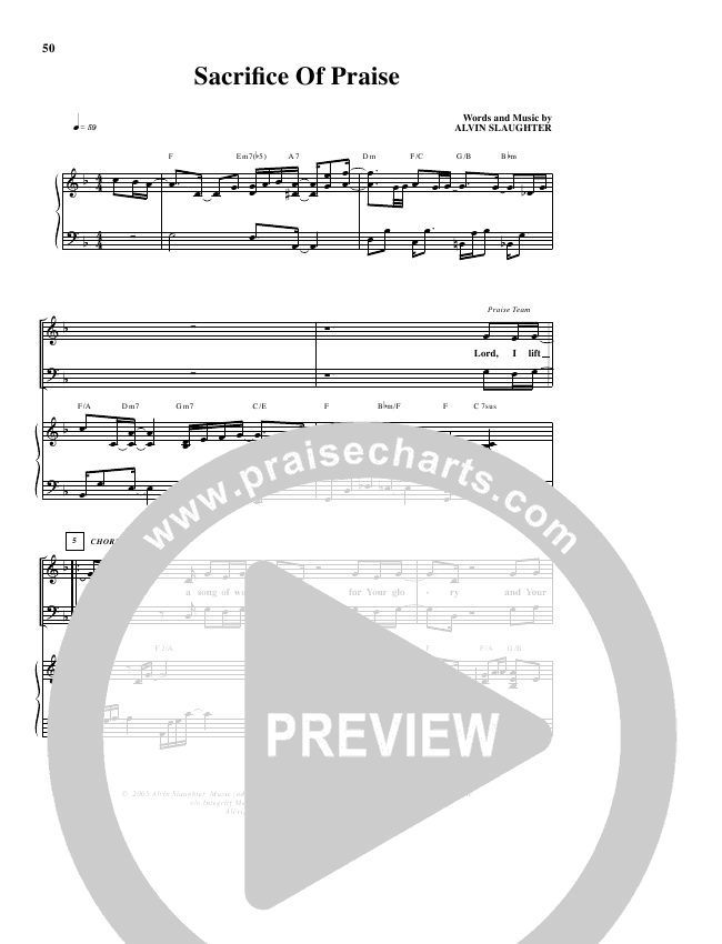 Sacrifice Of Praise Sheet Music PDF (Alvin Slaughter) - PraiseCharts