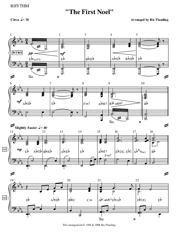 The First Noel Sheet Music PDF (Ric Flauding) - PraiseCharts
