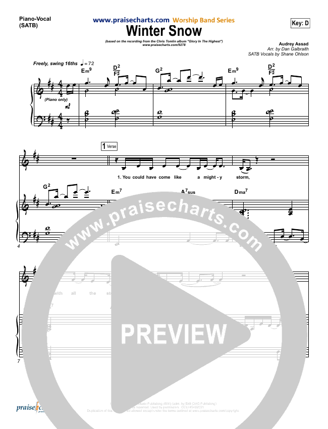 Winter Snow Sheet Music PDF (Audrey Assad / Chris Tomlin) - PraiseCharts